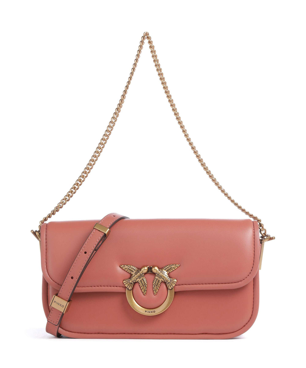 Pinko Love Box Horizontal Shoulder bag softly grained calfskin marrone ...