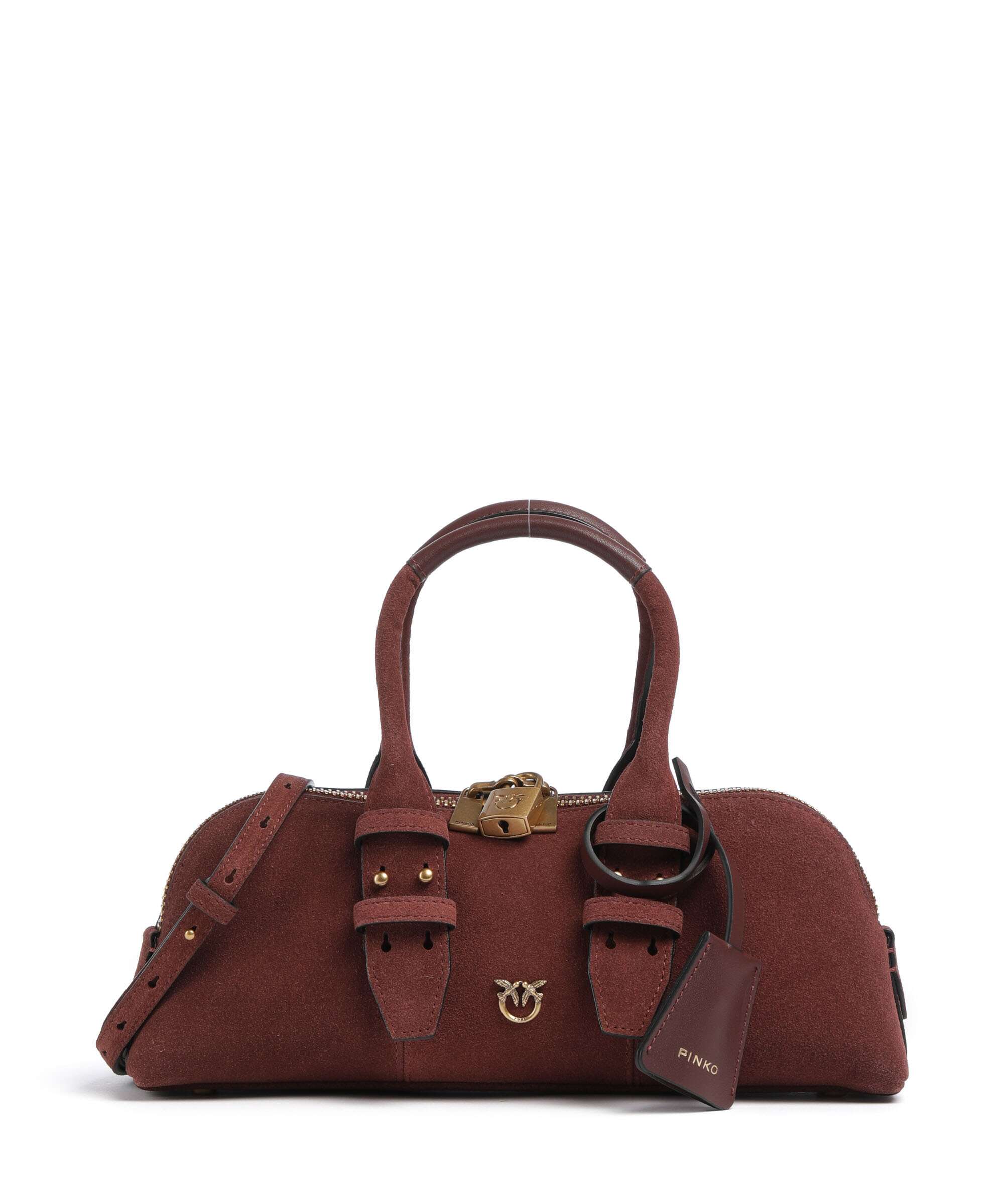 Pinko Bowling Horizontal Handbag brushed leather rosso vino/antique ...